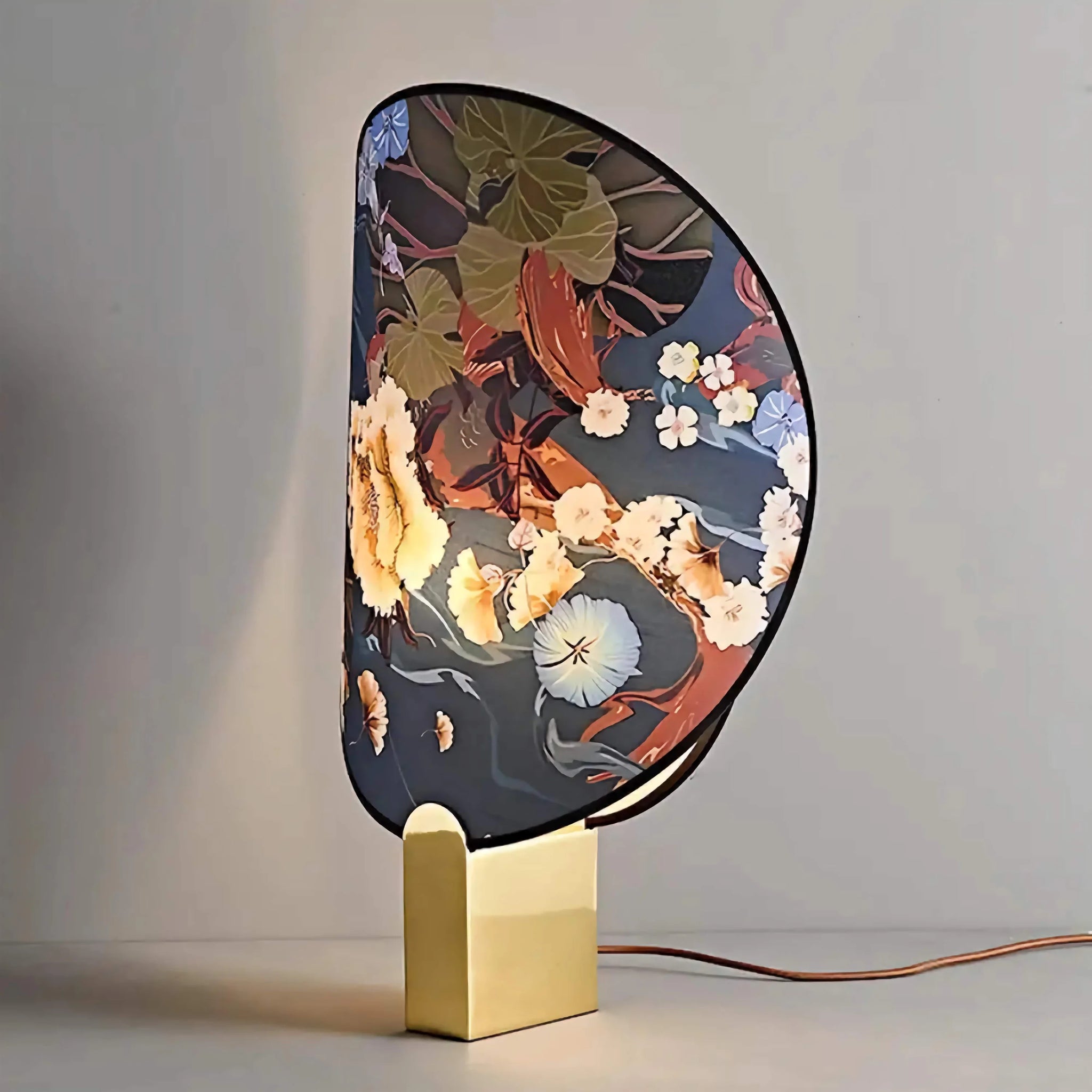 Akira Floral Designer Table Lamp with Brass Base – Luxury Modern Table ...