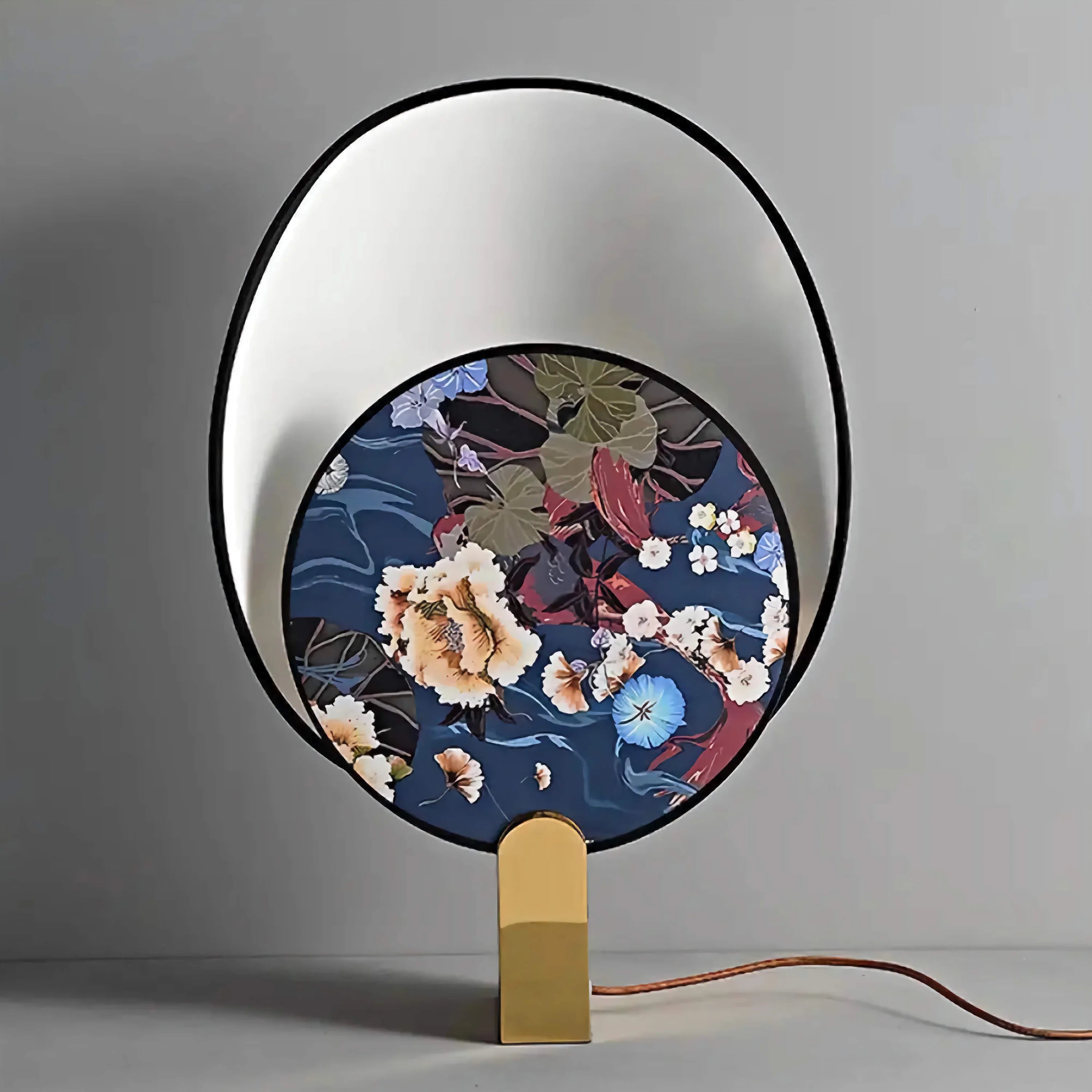 Akira Floral Designer Table Lamp with Brass Base – Luxury Modern Table ...
