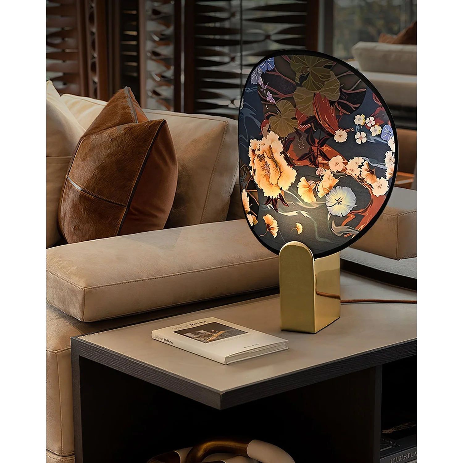 Akira Floral Designer Table Lamp with Brass Base – Luxury Modern Table ...