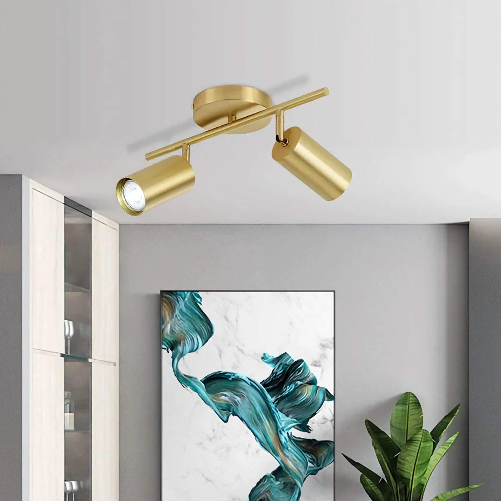 2-Light Copper Track Lighting | Adjustable Flush Mount Fixture for Low ...