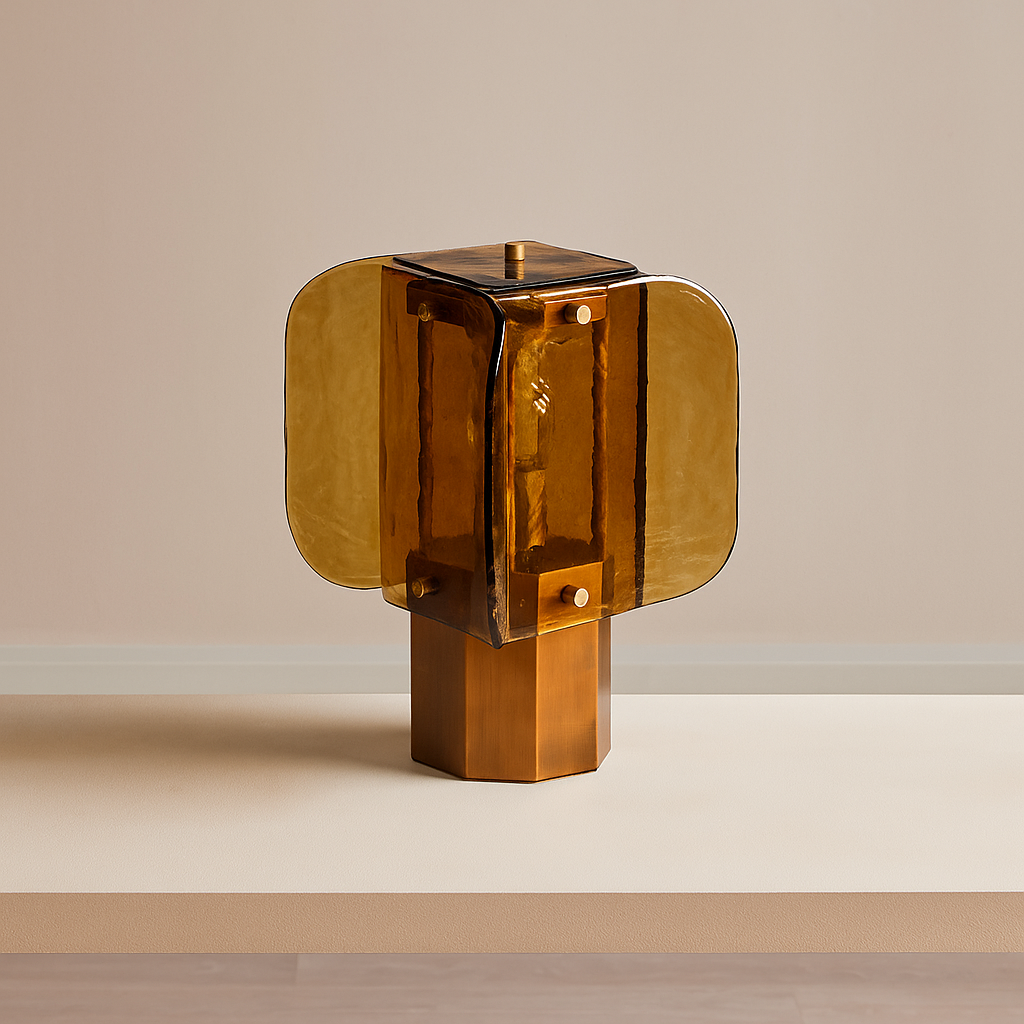 Amber Murano Glass Table Lamp | Designer Bedside or Living Room ...