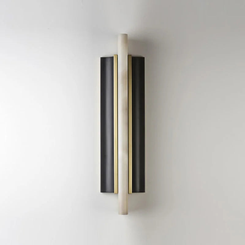 Alabaster Tube Wall Light with Black Panels and Brass Trim – Modern ...