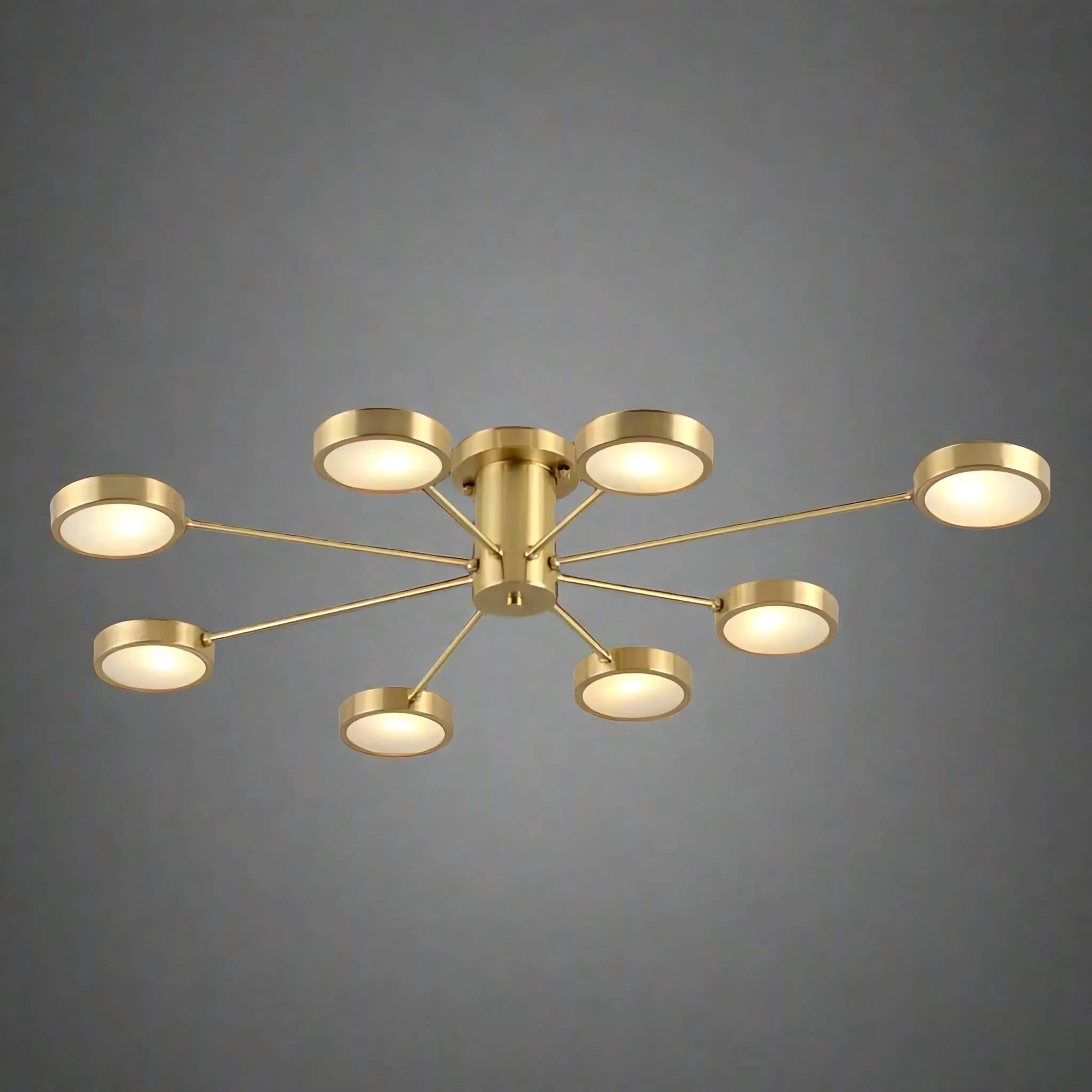 Modern Luxury Copper Semi-Flush Mount Ceiling Light for Low Ceilings